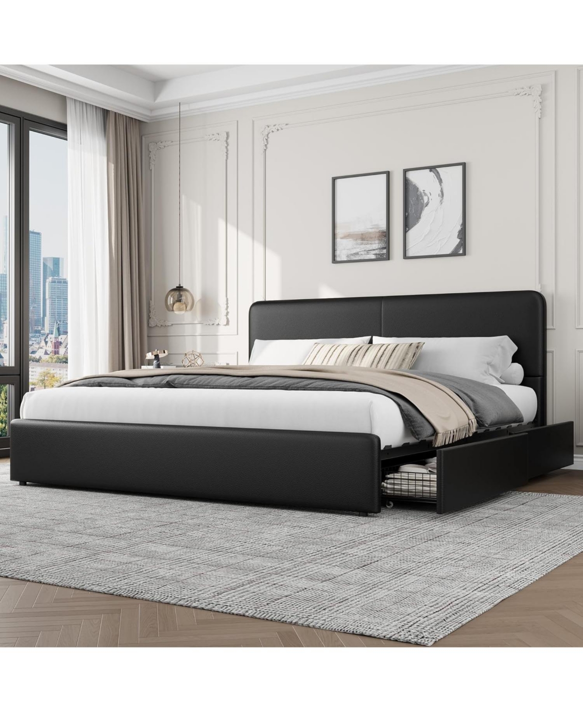 Click here for gaomon King Upholstered Platform Bed Frame with He... prices