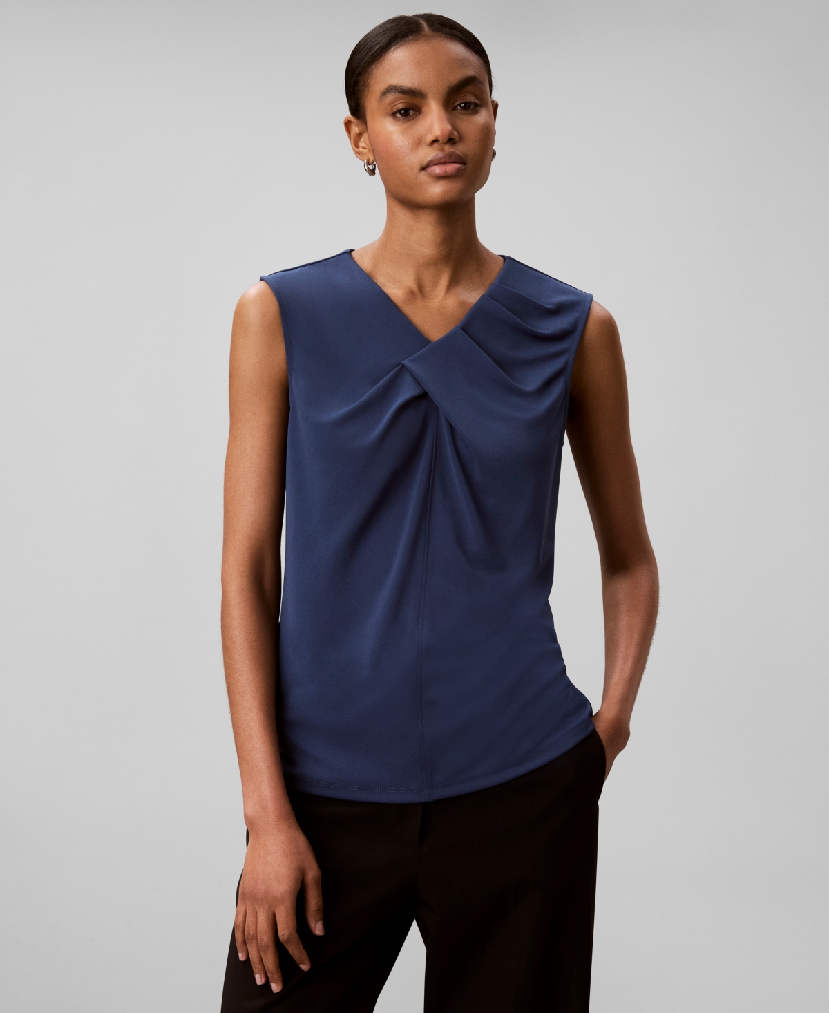 Click here for Calvin Klein Womens Sleeveless V-Neck Jersey Top -... prices