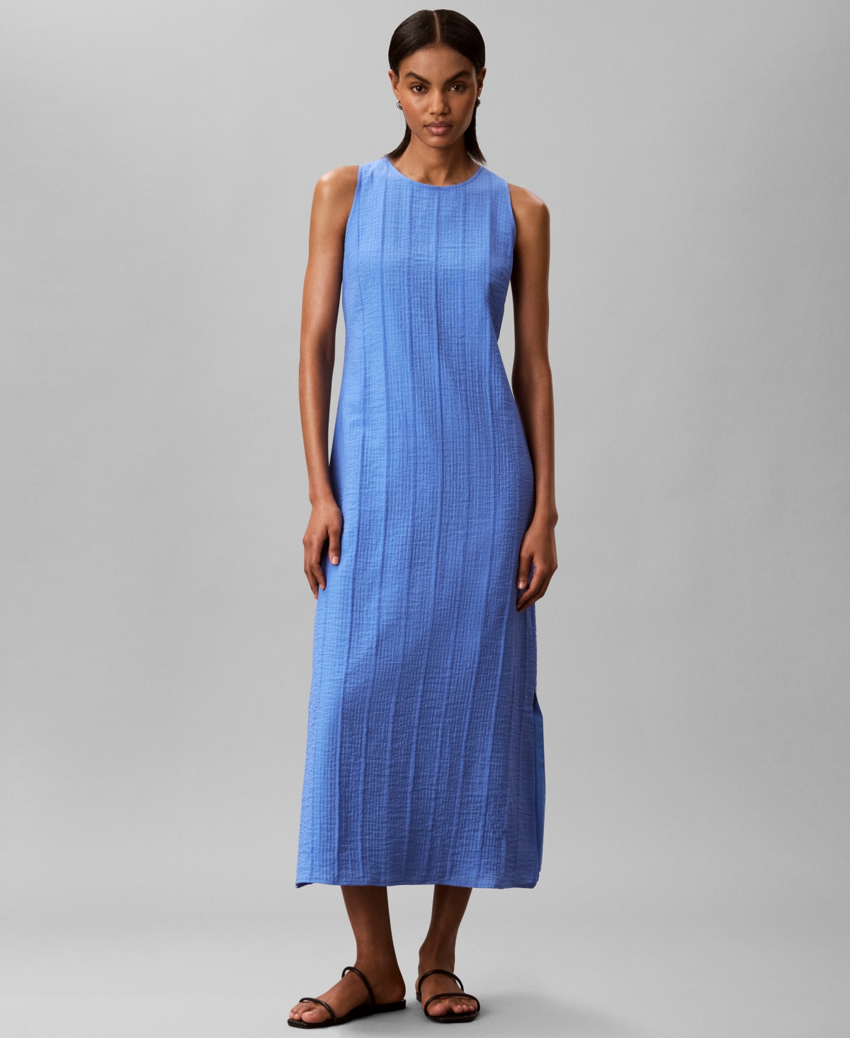 Click here for Calvin Klein Womens Sleeveless Crew-Neck Long Shif... prices