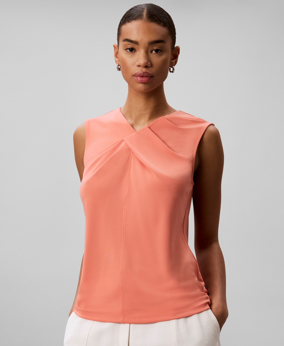 Click here for Calvin Klein Womens Sleeveless V-Neck Jersey Top -... prices