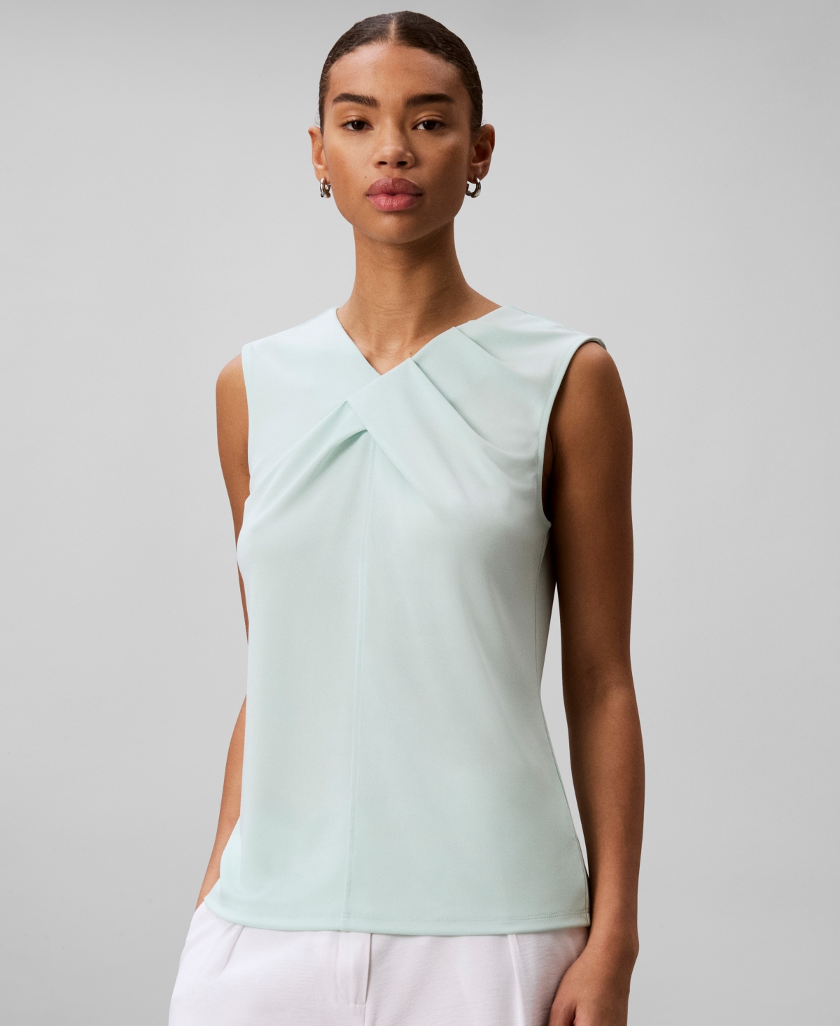 Click here for Calvin Klein Womens Sleeveless V-Neck Jersey Top -... prices