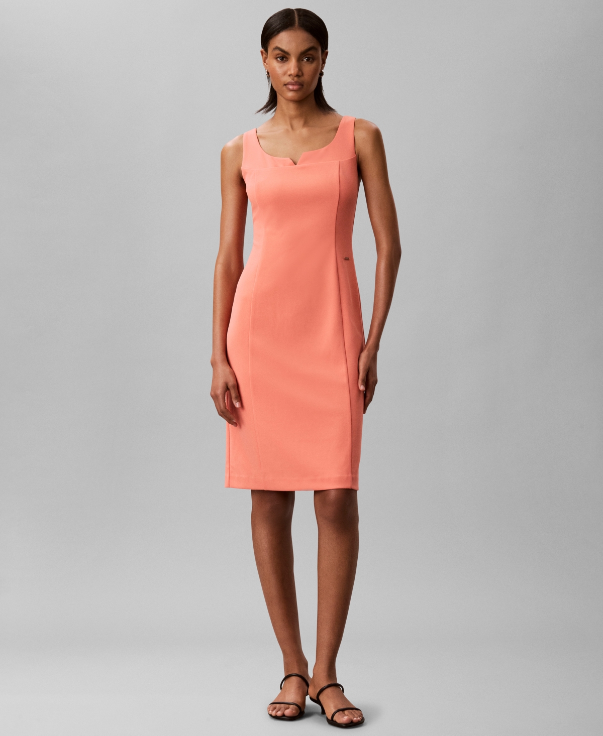 Click here for Calvin Klein Womens Sleeveless Scoop Neck Midi Dre... prices