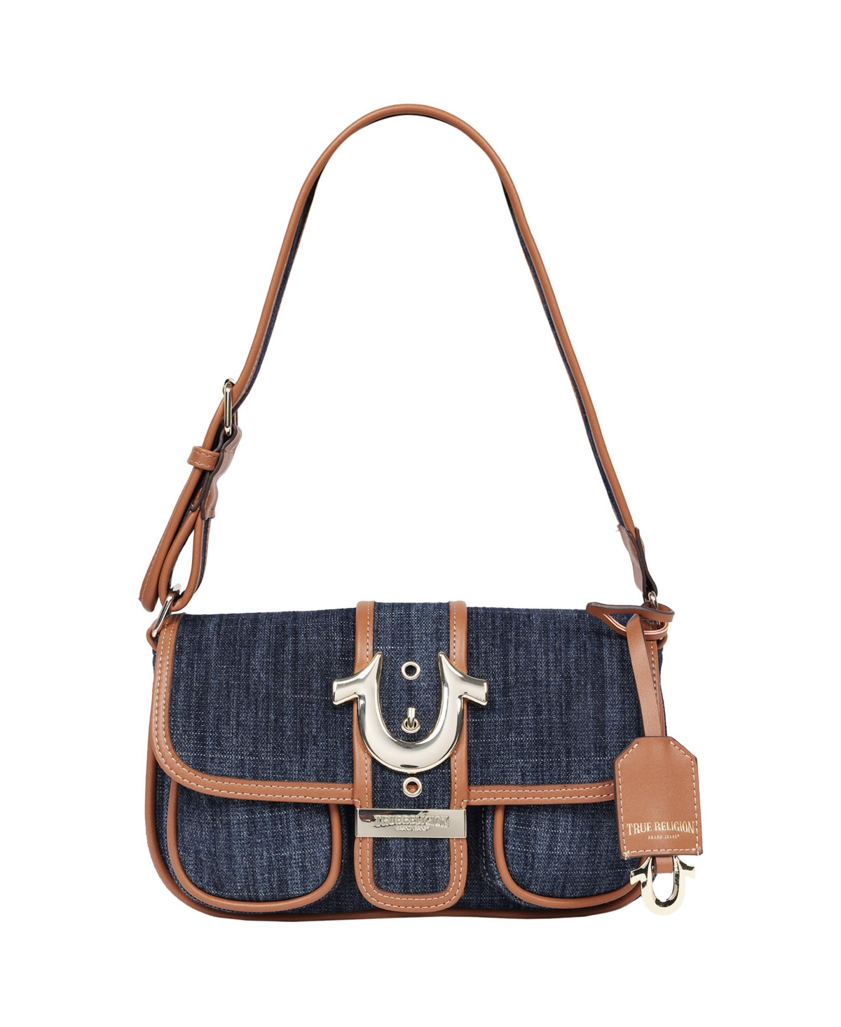 Click here for True Religion Double Pocket Denim Satchel with Hor... prices