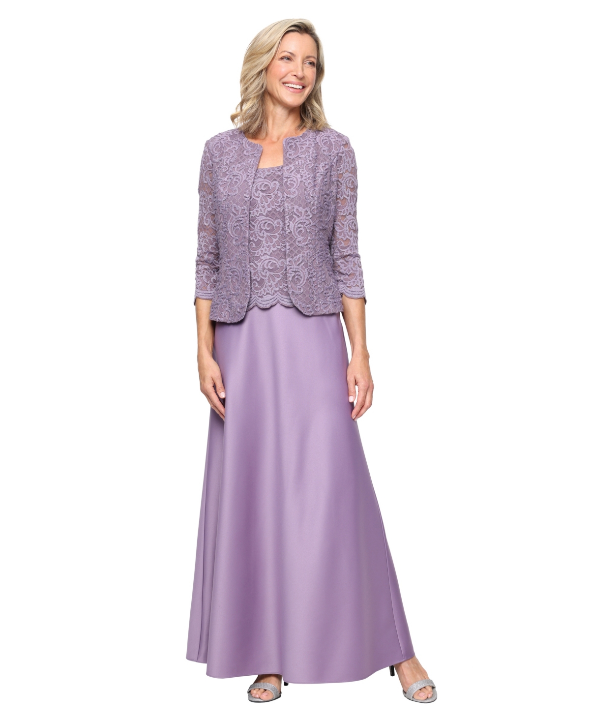 Click here for Alex Evenings Lace Jacket & Lace-Top Gown - ICY OR... prices