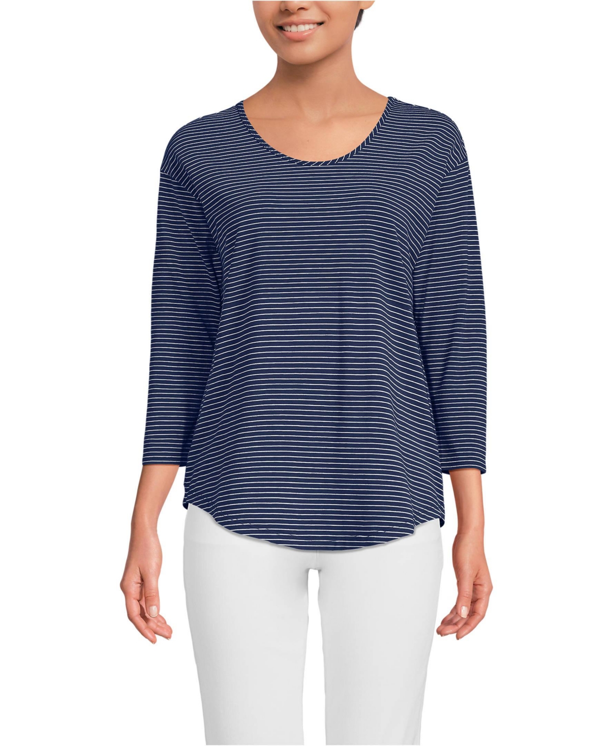 Click here for Lands End Womens Petite 3/4 Sleeve Lightweight Jer... prices