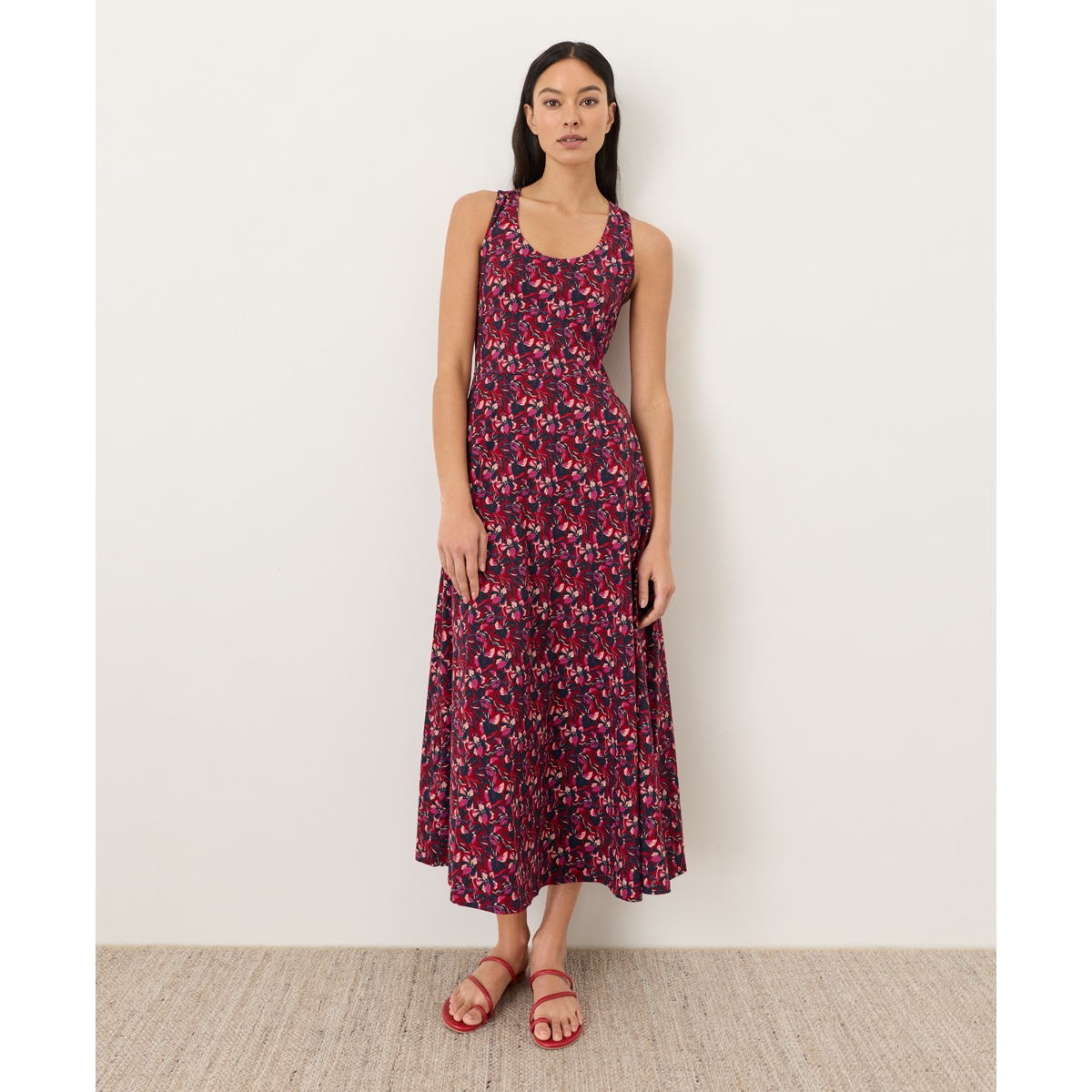 Click here for Pact Womens Fit & Flare Open Back Maxi Dress Made... prices