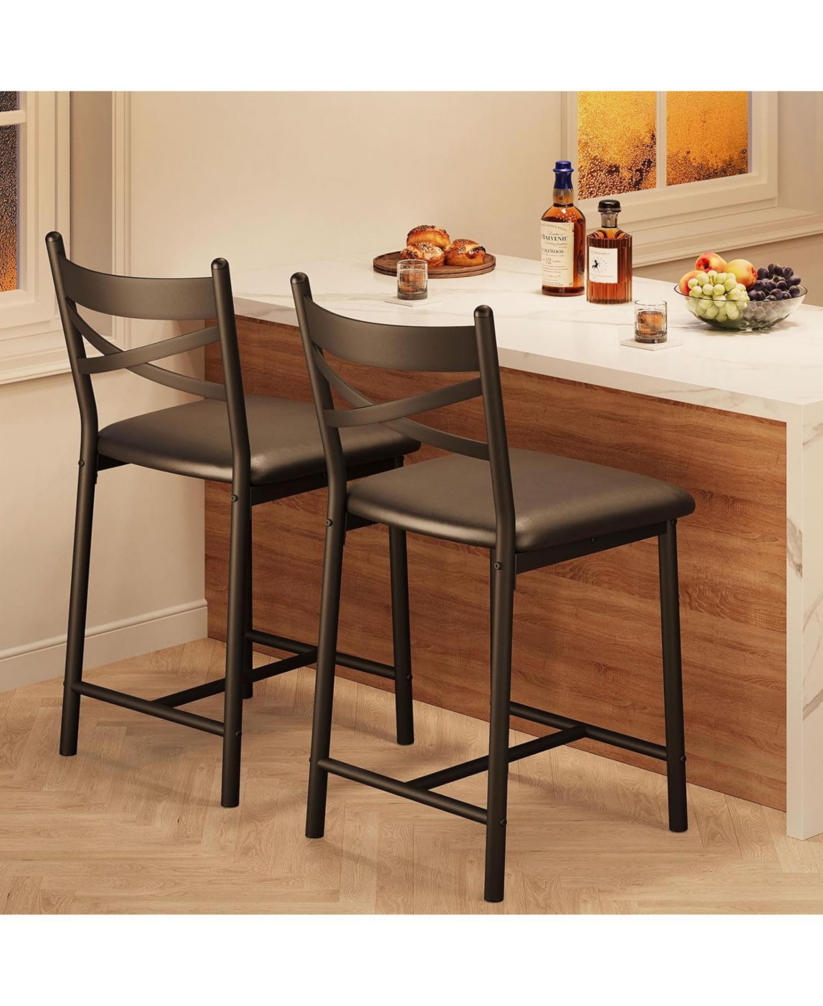 Click here for gaomon Set of 2 Pu Upholstered Bar Stools with Foo... prices