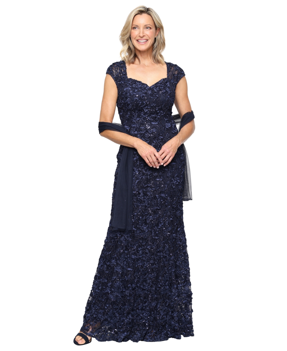Click here for Alex Evenings Petite Sequin Sweetheart Wrap Gown -... prices