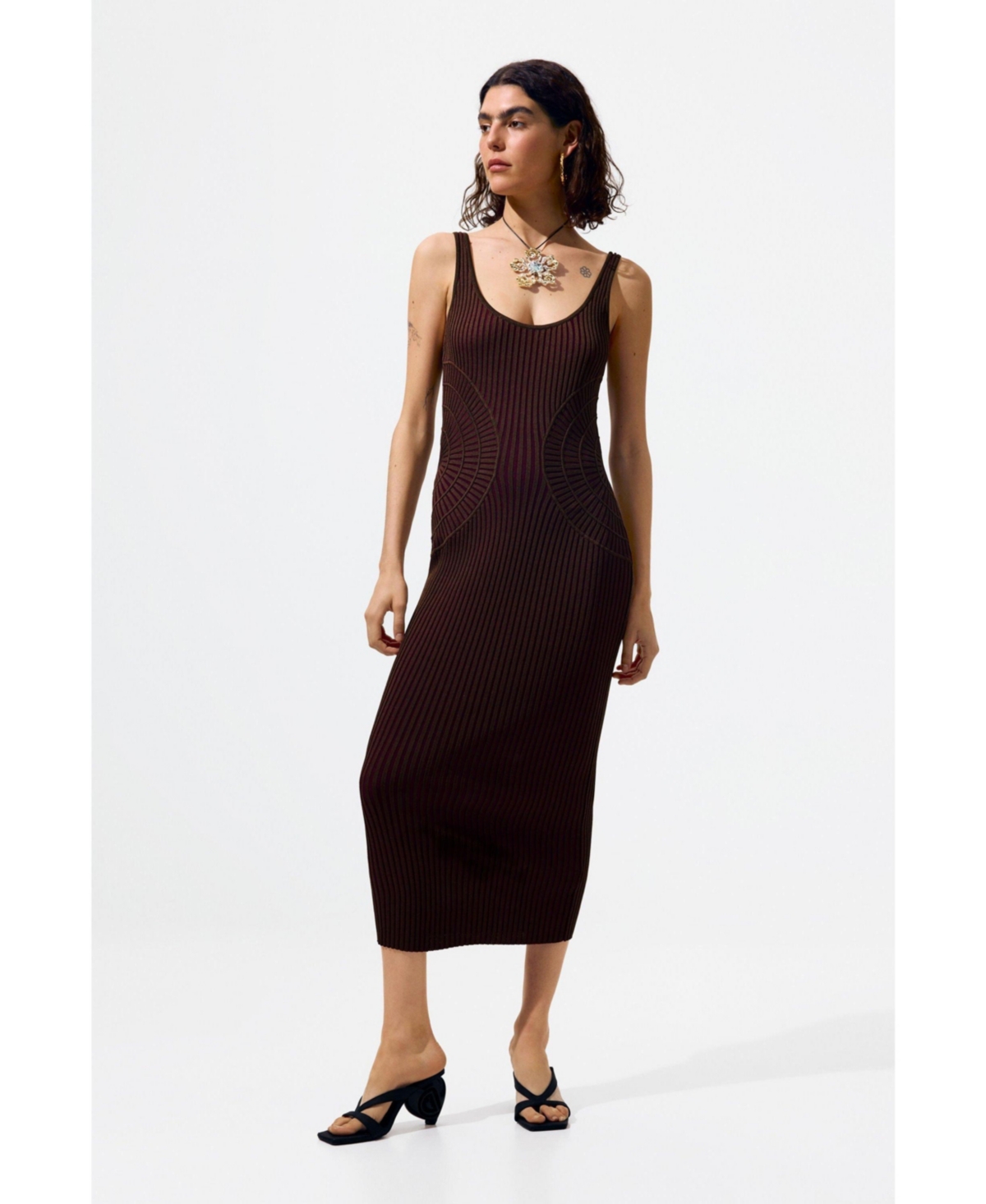 Click here for Desigual Womens Plain Strappy Dress - Brown prices
