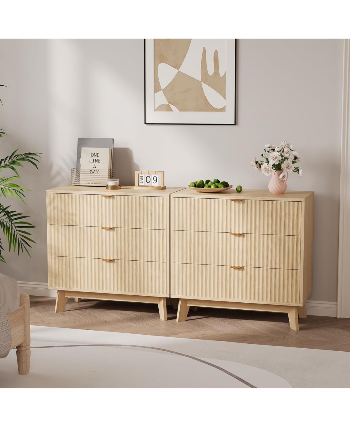 Click here for gaomon 3 Drawer Dresser Set of 2  Waveform Fluted... prices