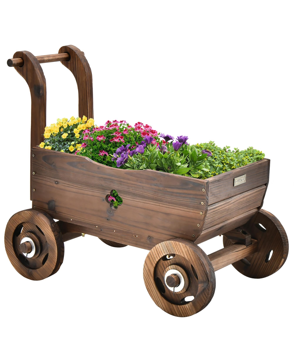 Click here for Decorative Wagon Cart Plant Flower Pot Stand Woode... prices