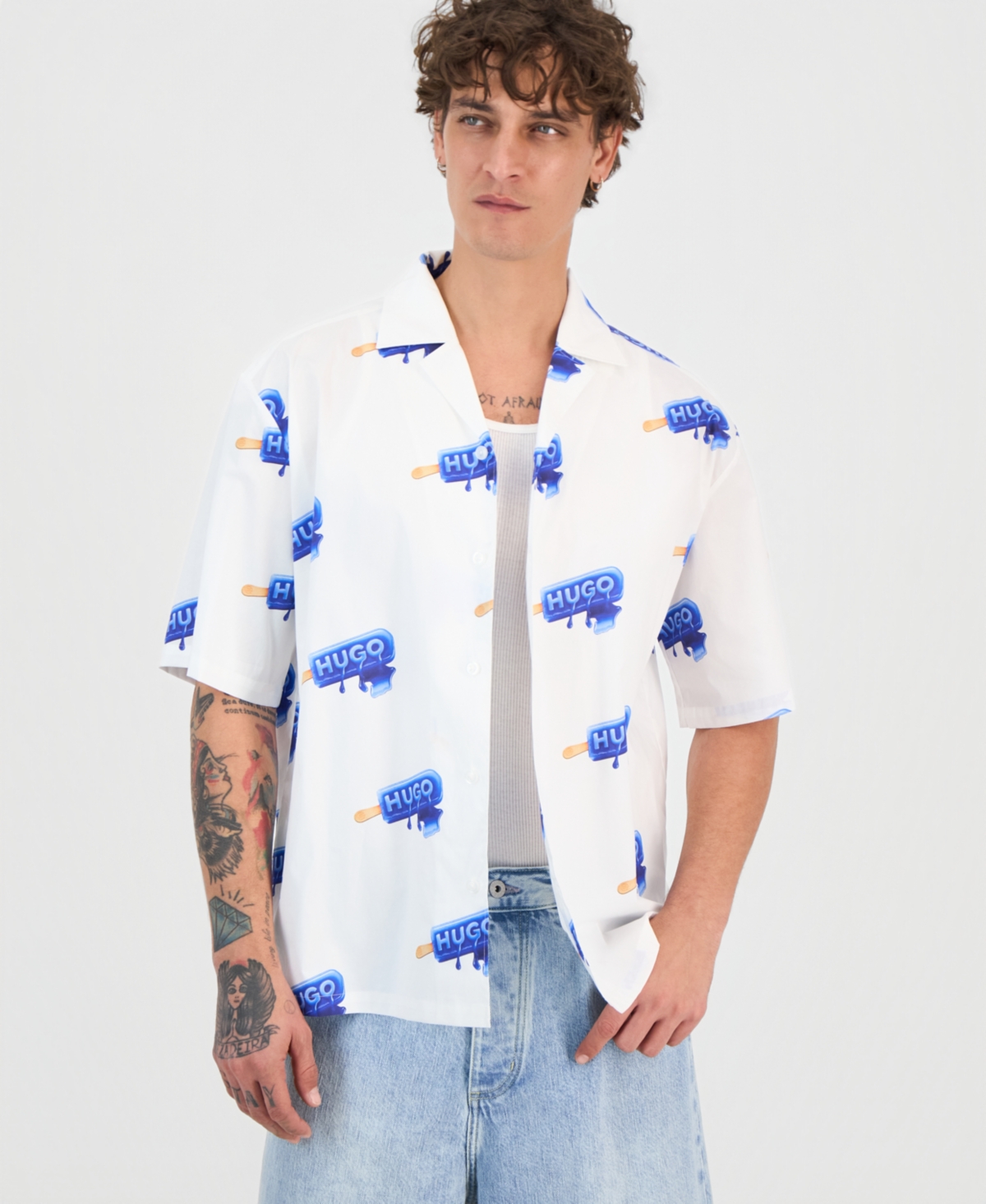 Click here for Hugo Boss Mens Eligino Cotton Logo-Print Short-Sle... prices