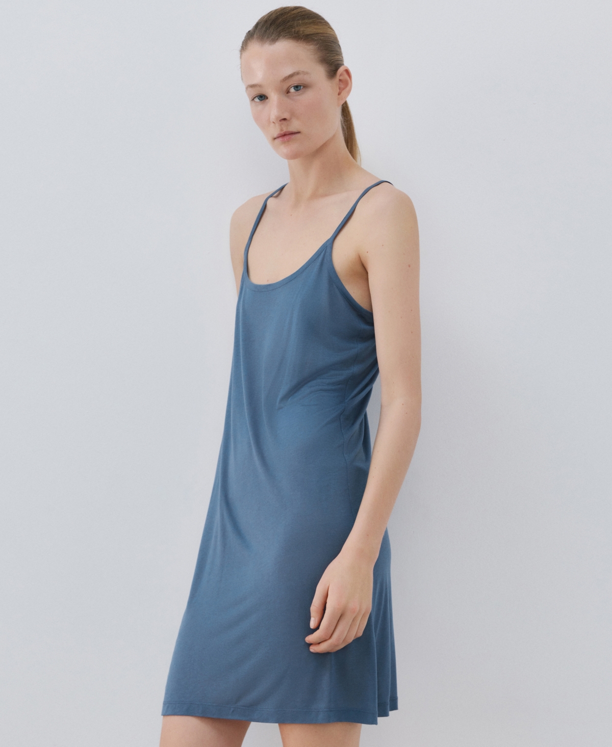 Click here for Mango Womens Micro-Modal Straps Nightgown - Blue prices