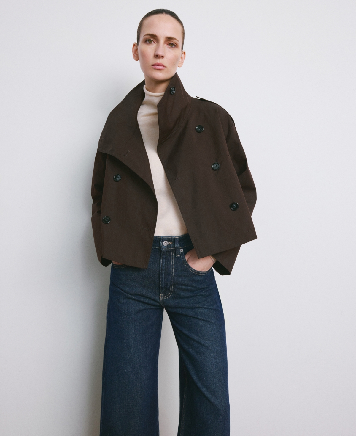 Click here for Mango Womens Turn-Up Hem Wide Leg Jeans - Open Blu... prices