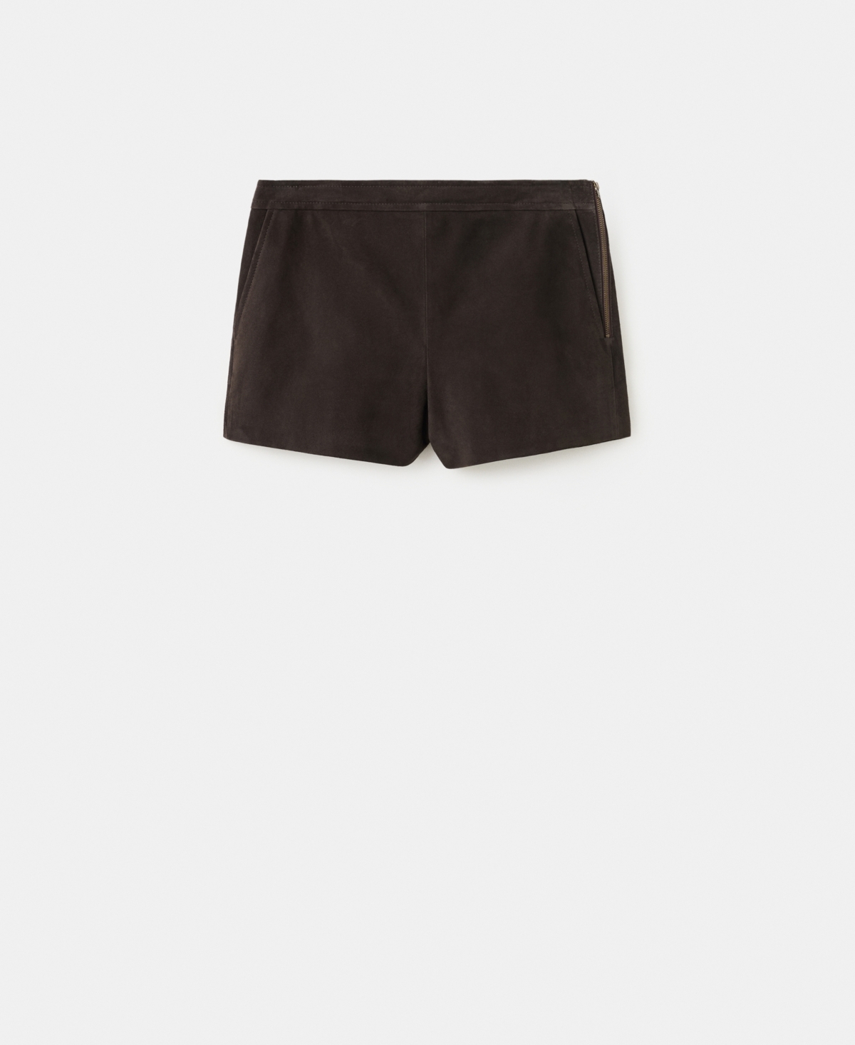Click here for Mango Womens Zipper Suede Shorts - Brown prices