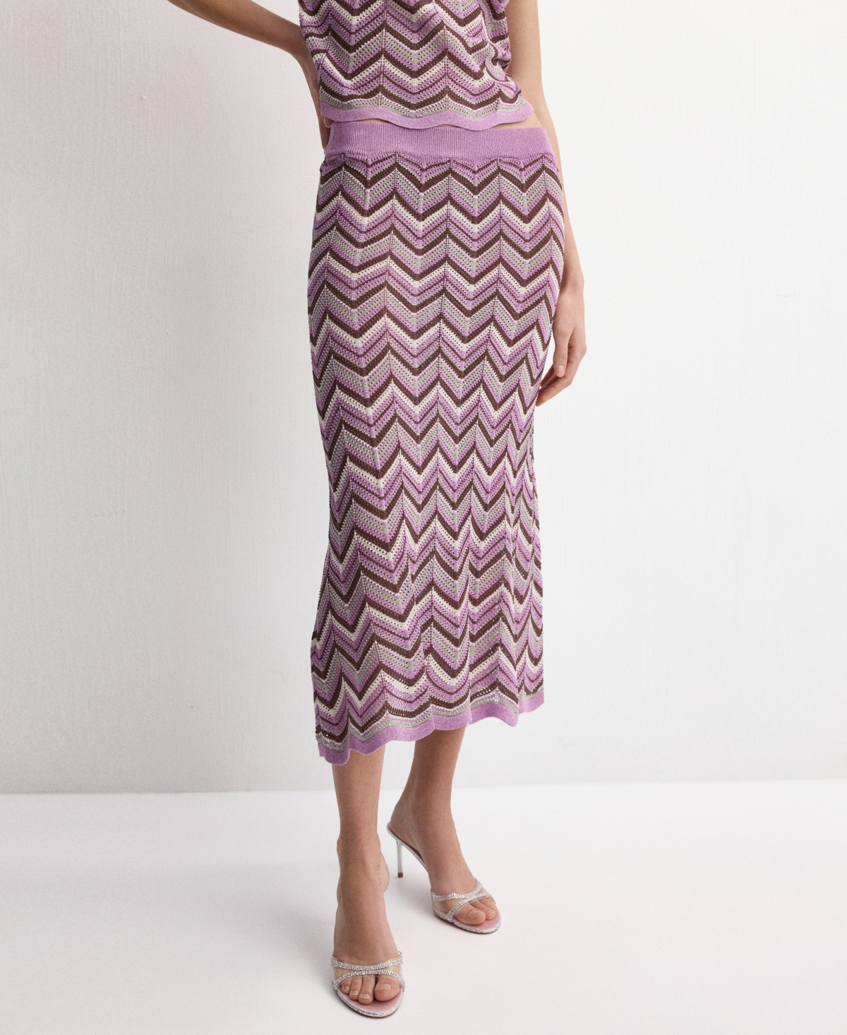 Click here for Mango Womens Flared Knitted Skirt - Purple prices