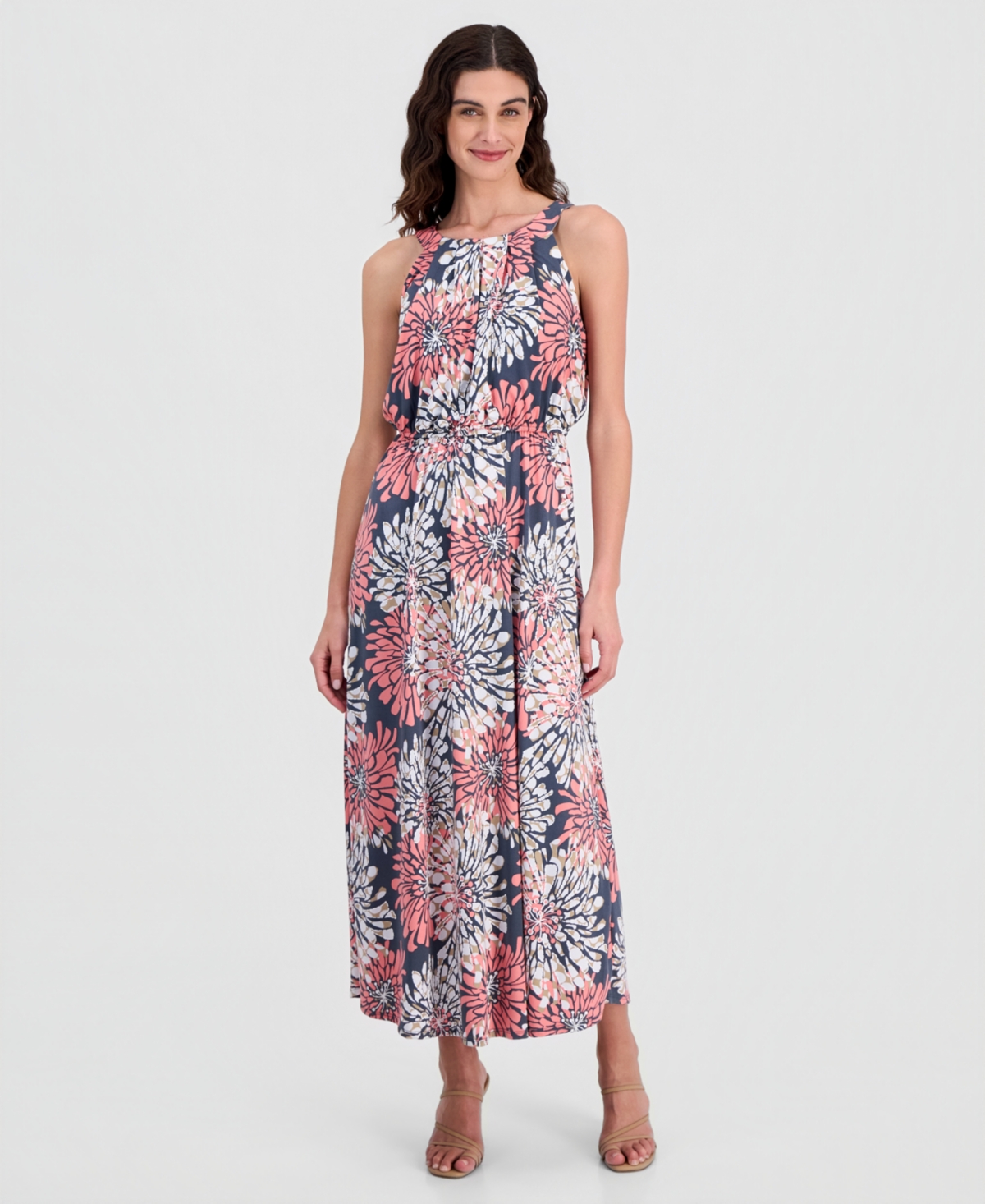 Click here for Robbie Bee Womens Halter Maxi Dress - Grey Coral prices