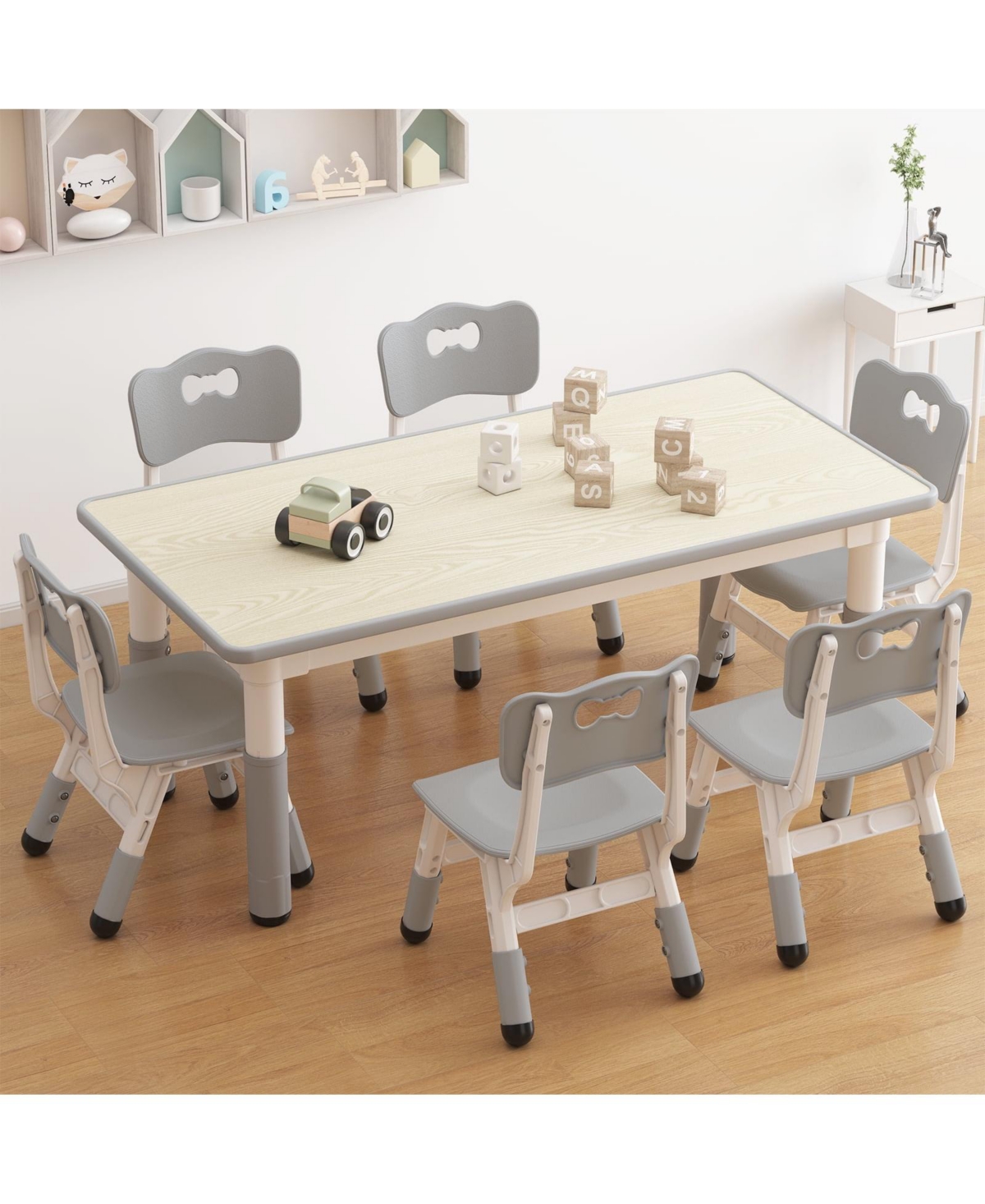 Click here for gaomon Kids Table and 6 Chairs Set  Height Adjusta... prices