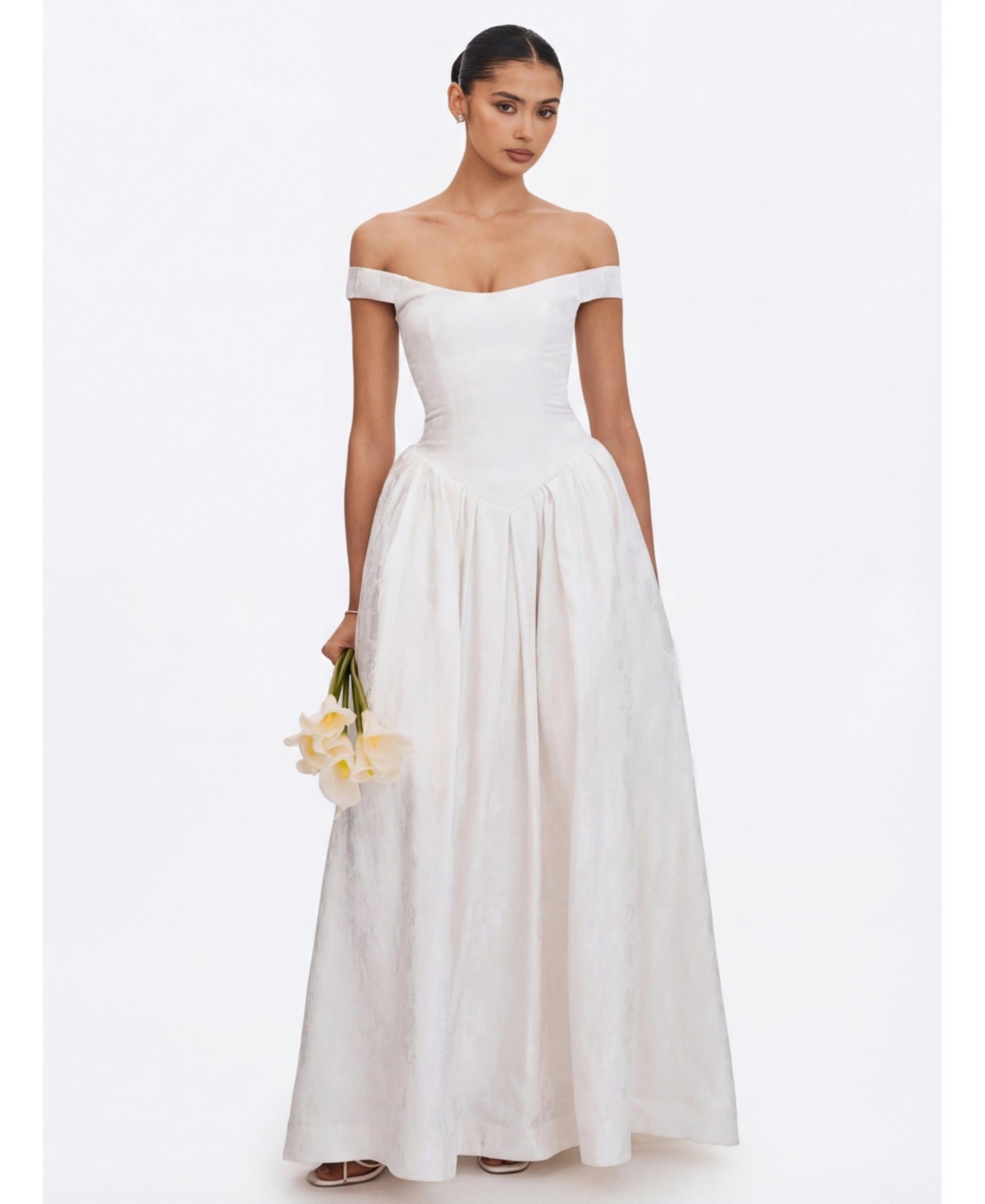 Click here for Miss Circle Womens Tinsley Jacquard Bardot Wedding... prices