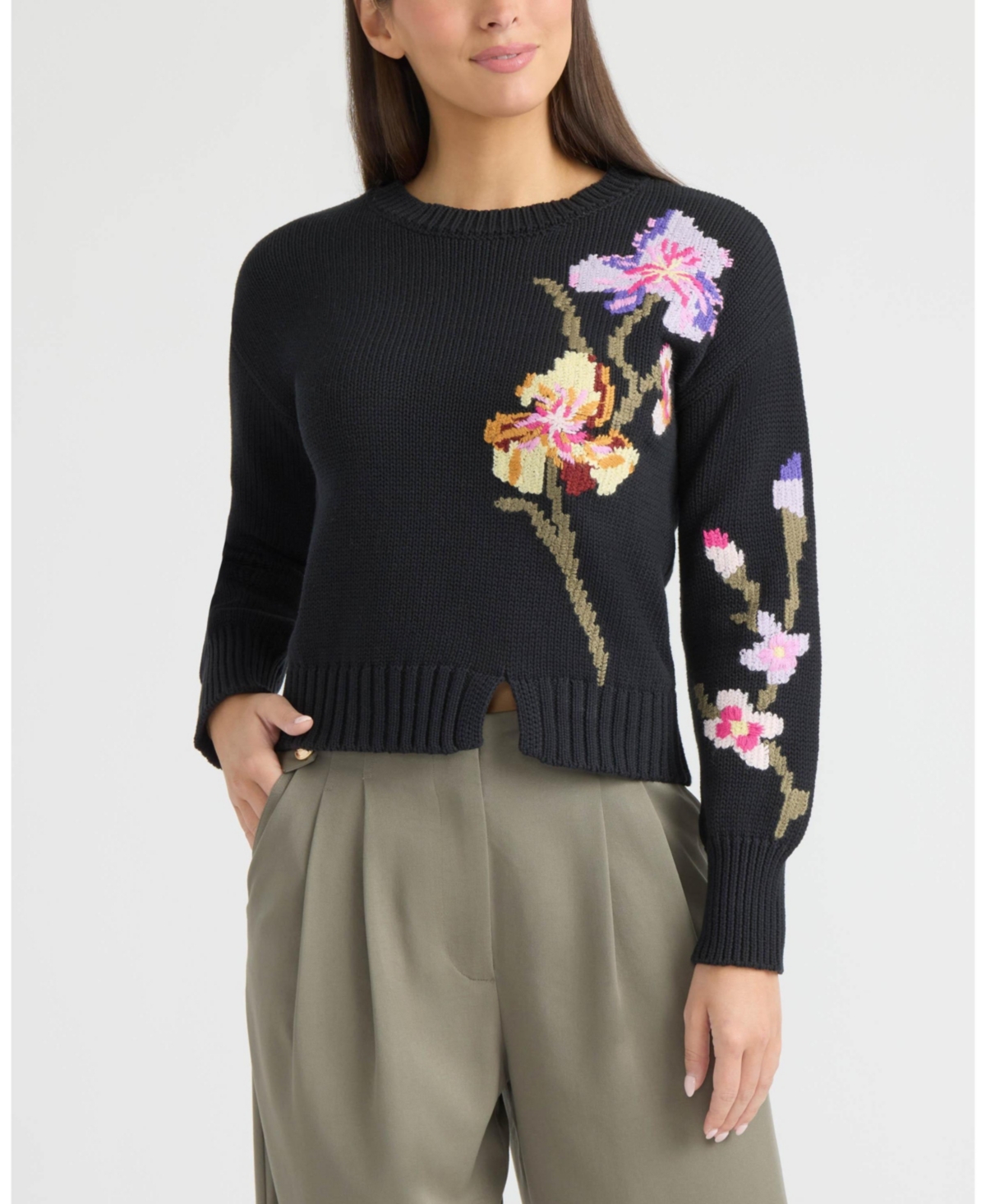 Click here for Ellen Tracy Womens Jacquard Sweater - Black prices