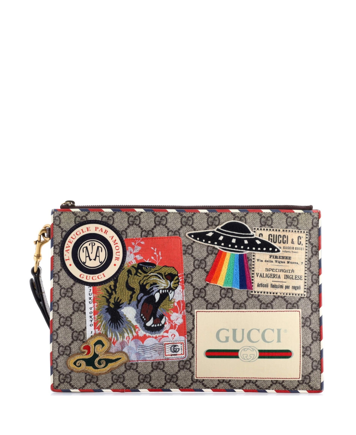 Click here for Pre-Owned Gucci Courrier Pouch Gg Coated Canvas wi... prices