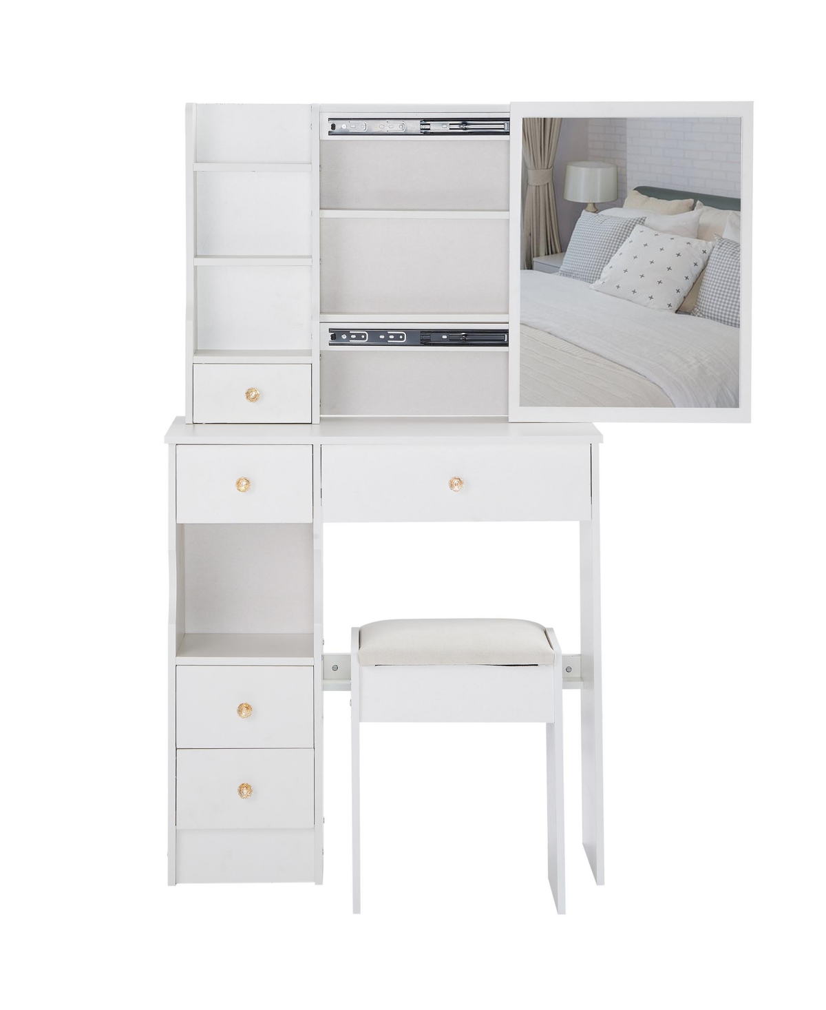 Click here for Flynama Space Saving Small Led Vanity Table with M... prices