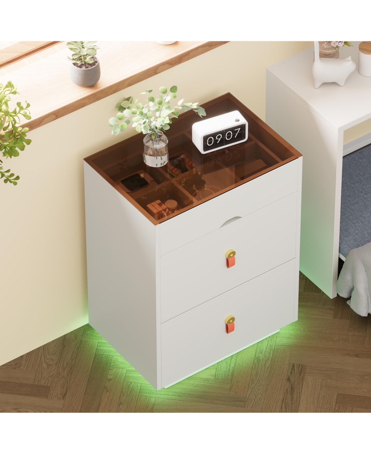 Click here for Flynama Modern White Nightstand with 3 Drawers and... prices