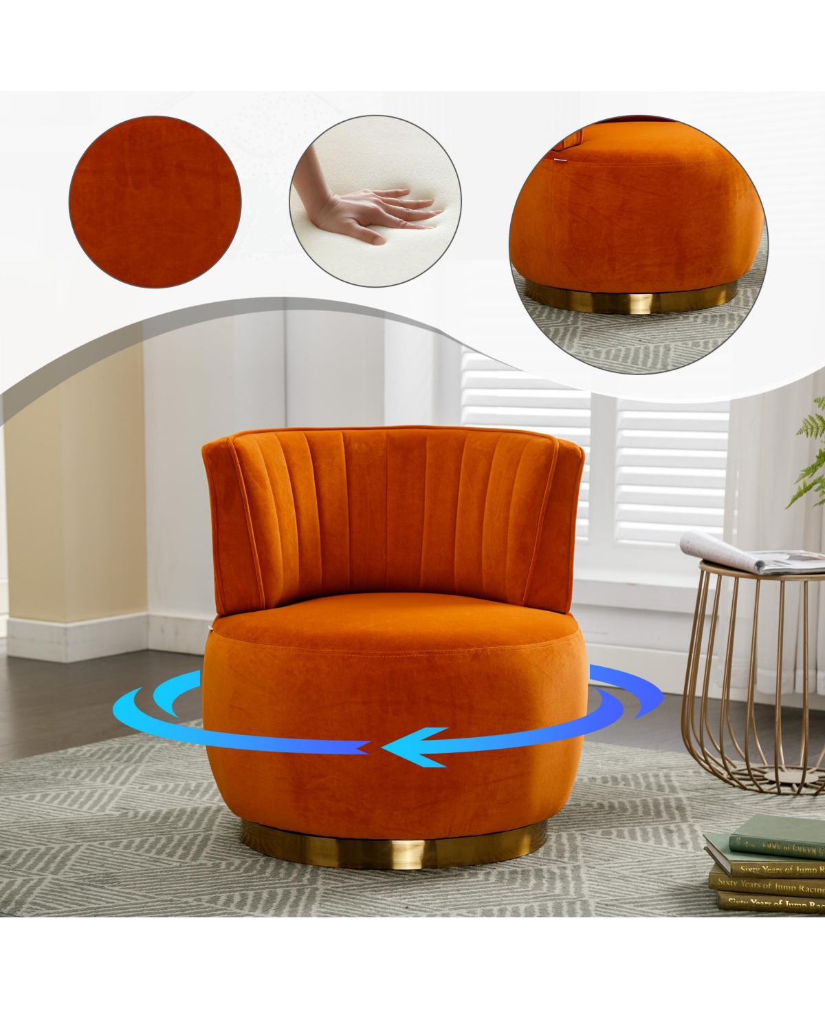 Click here for Rainsken Velvet Swivel Barrel Chair - Modern Uphol... prices