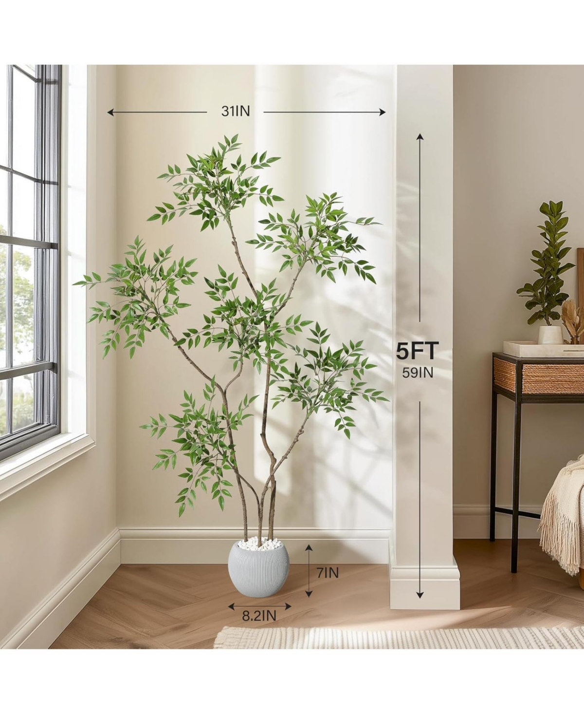 Click here for 5 ft Indoor Artificial Nandina Plant Faux Floor Tr... prices