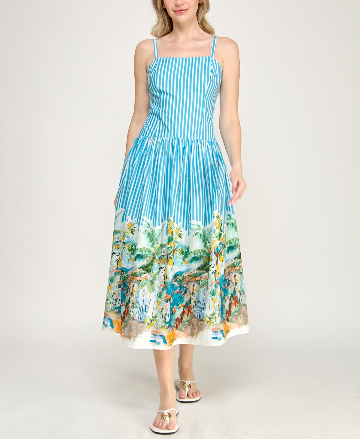 Click here for Invitee Womens Square Neck Drop Waist Midi Dress -... prices