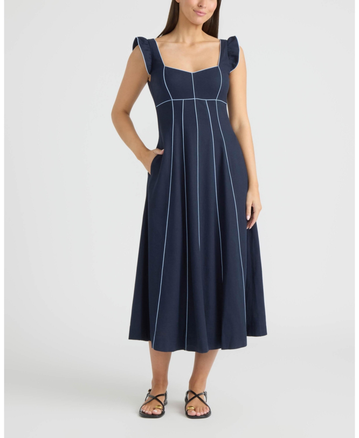 Click here for Ellen Tracy Womens Linen Dress with Contrast Pippi... prices