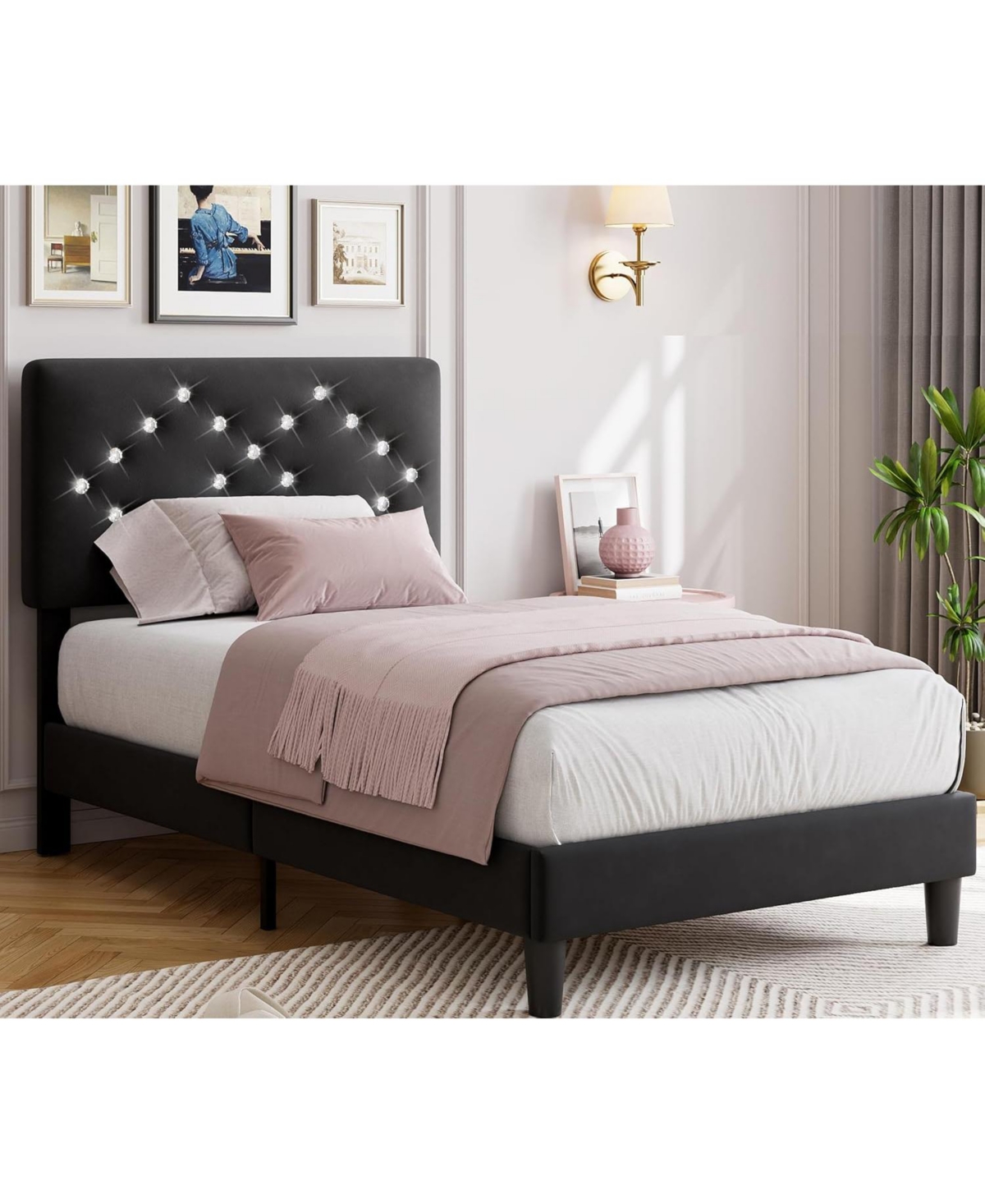 Click here for gaomon Platform Bed Frame with Button Tufted Headb... prices