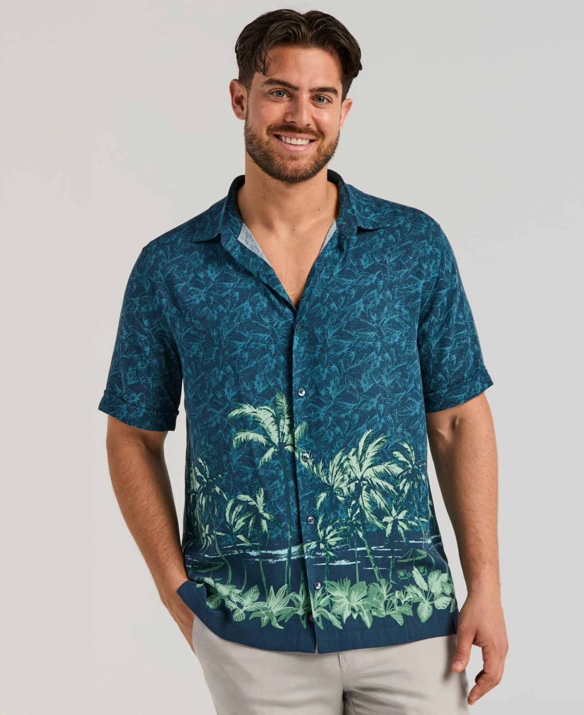 Click here for Cubavera Mens Tropical Horizon Print Shirt - Moonl... prices