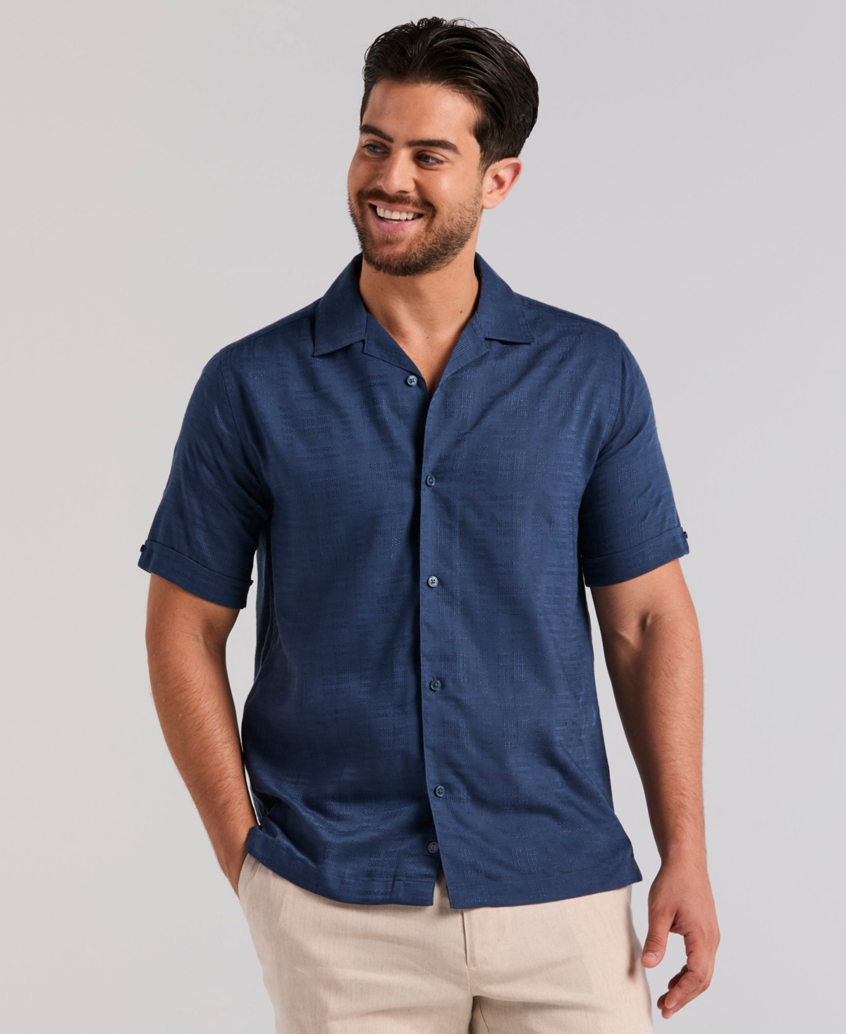 Click here for Cubavera Mens Solid Textured Camp Collar Shirt - M... prices