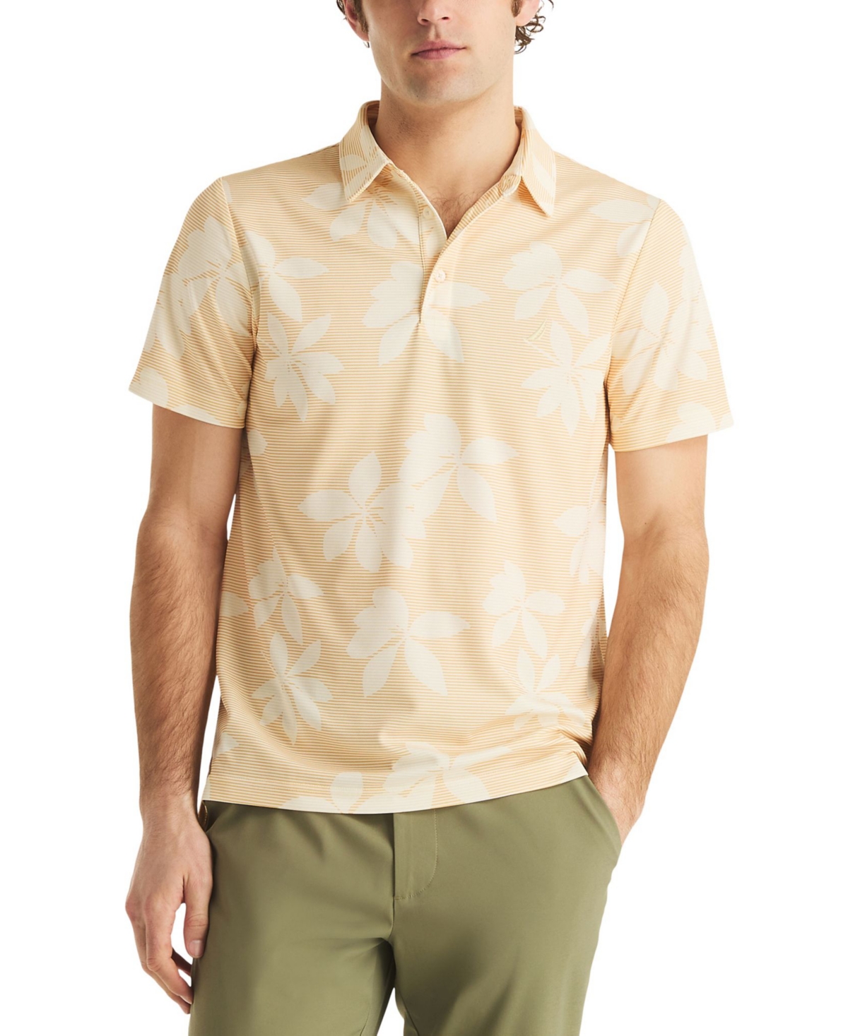Click here for Nautica Mens Print Golf Polo Shirt - Palebanana prices