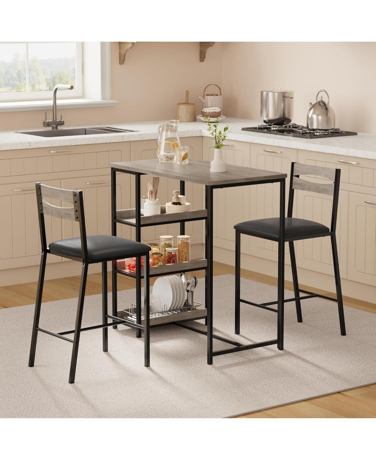 Click here for gaomon 3-Piece Kitchen Table Set with Storage & 2... prices