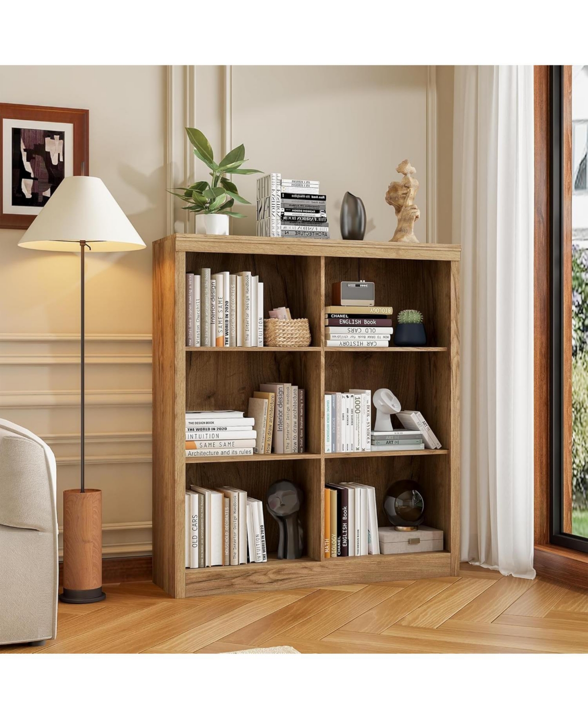 Click here for gaomon 3-Tier 6-Cube Bookcase  Wooden Cubby Booksh... prices