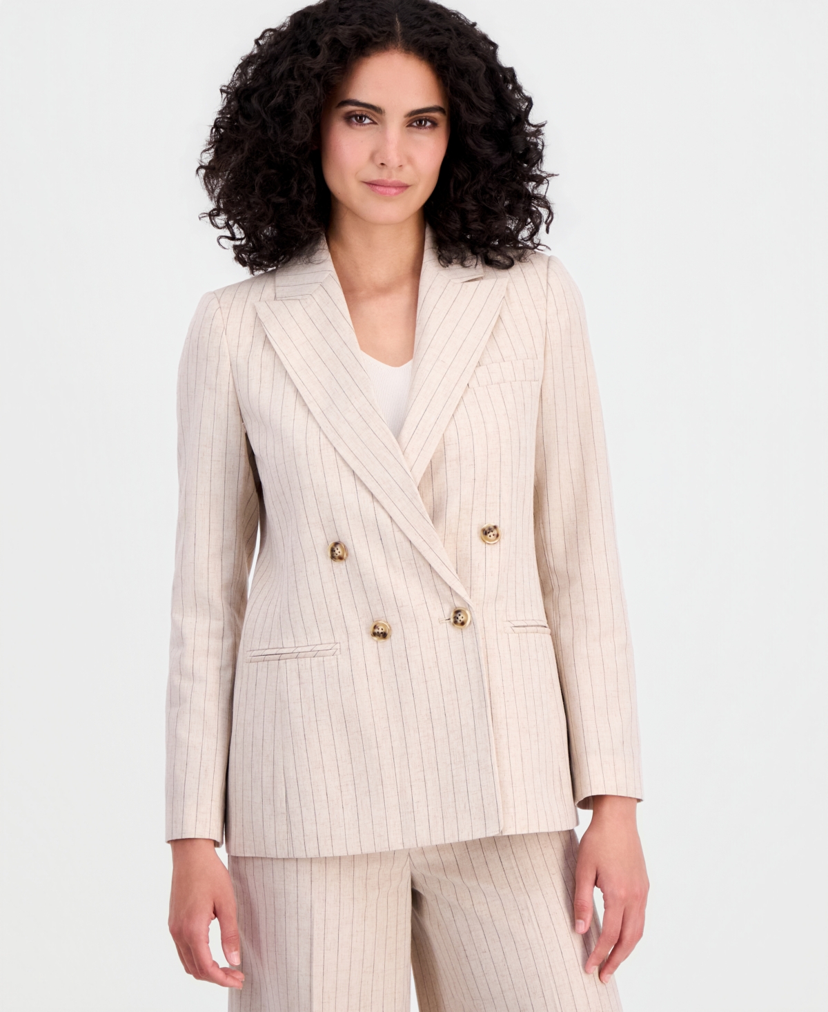 Click here for Tahari Asl Womens Pinstriped Double-Breasted Blaze... prices