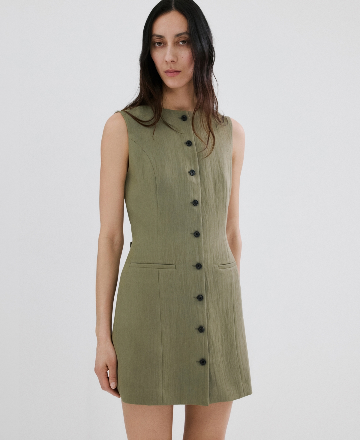 Click here for Mango Womens Short Buttoned Dress - Green prices
