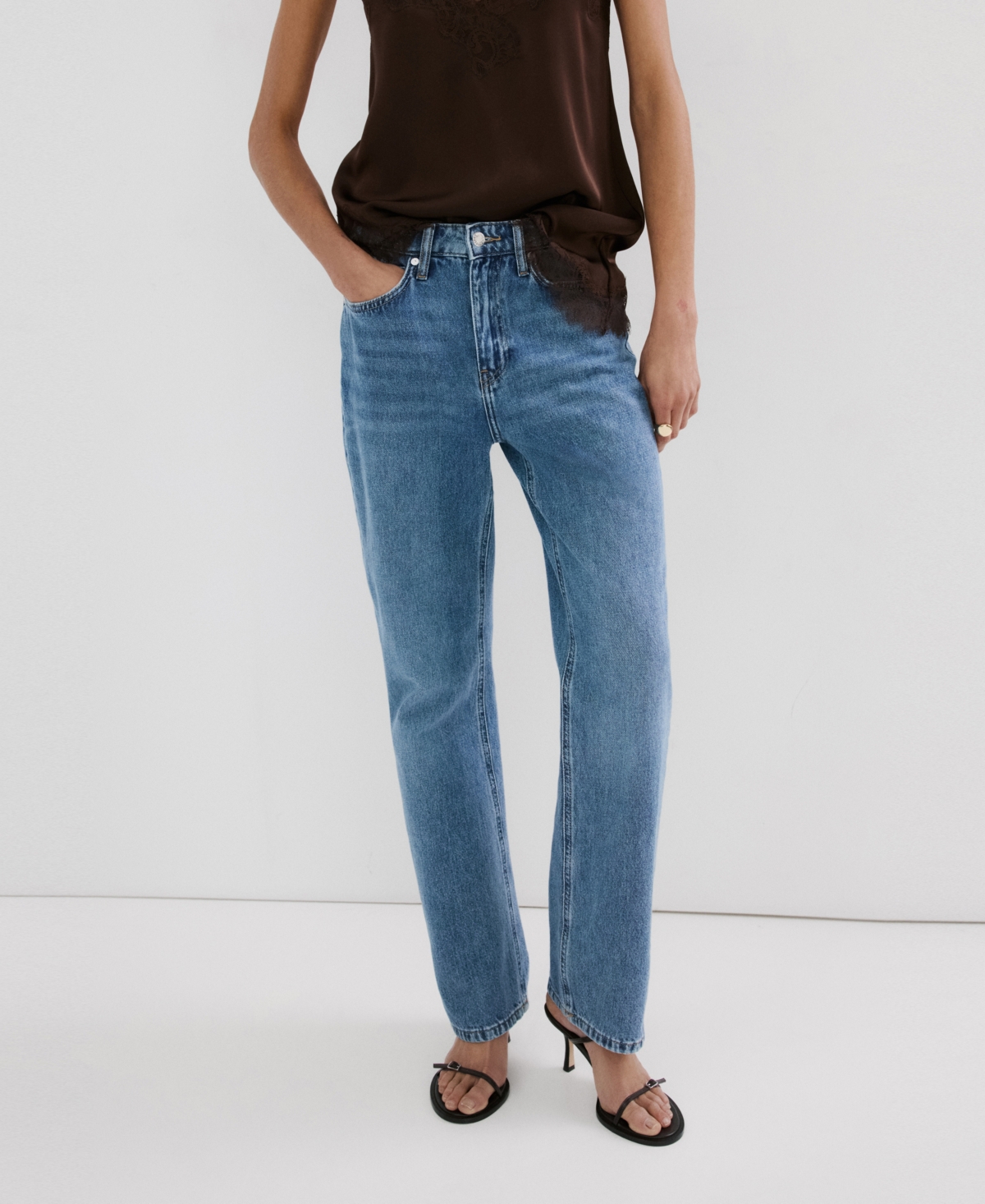 Click here for Mango Womens Matilda Medium-Rise Straight-Fit Jean... prices