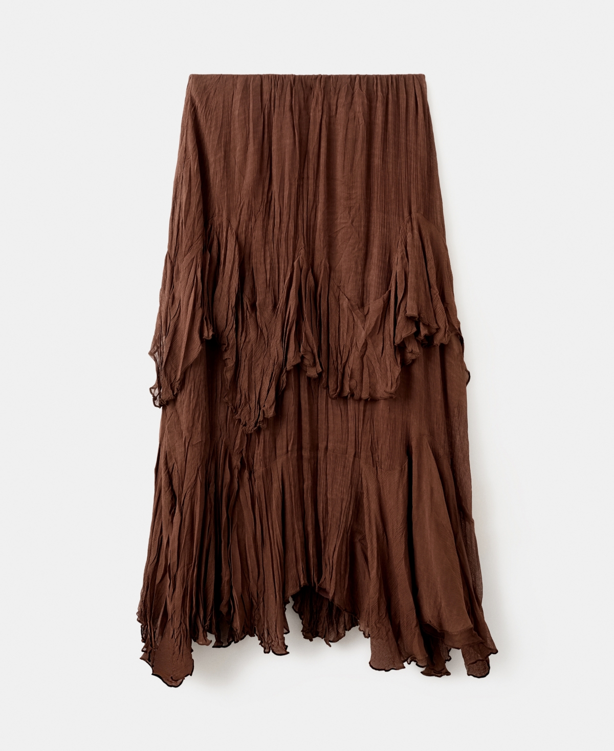 Click here for Mango Womens Ruffled Chiffon Skirt - Brown prices