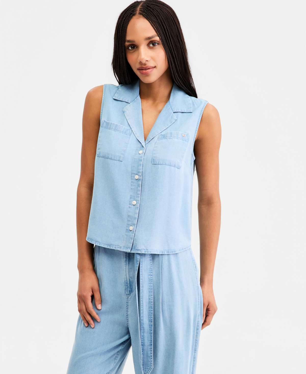 Click here for Tommy Hilfiger Womens Collared V-Neck Sleeveless S... prices