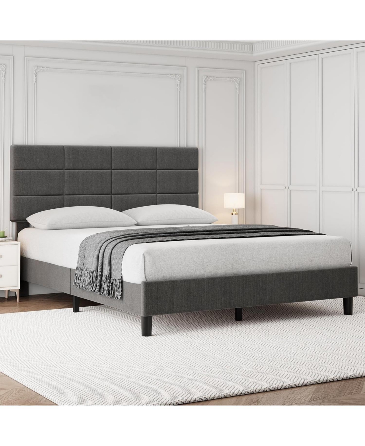 Click here for gaomon Queen Linen Upholstered Platform Bed  Adjus... prices