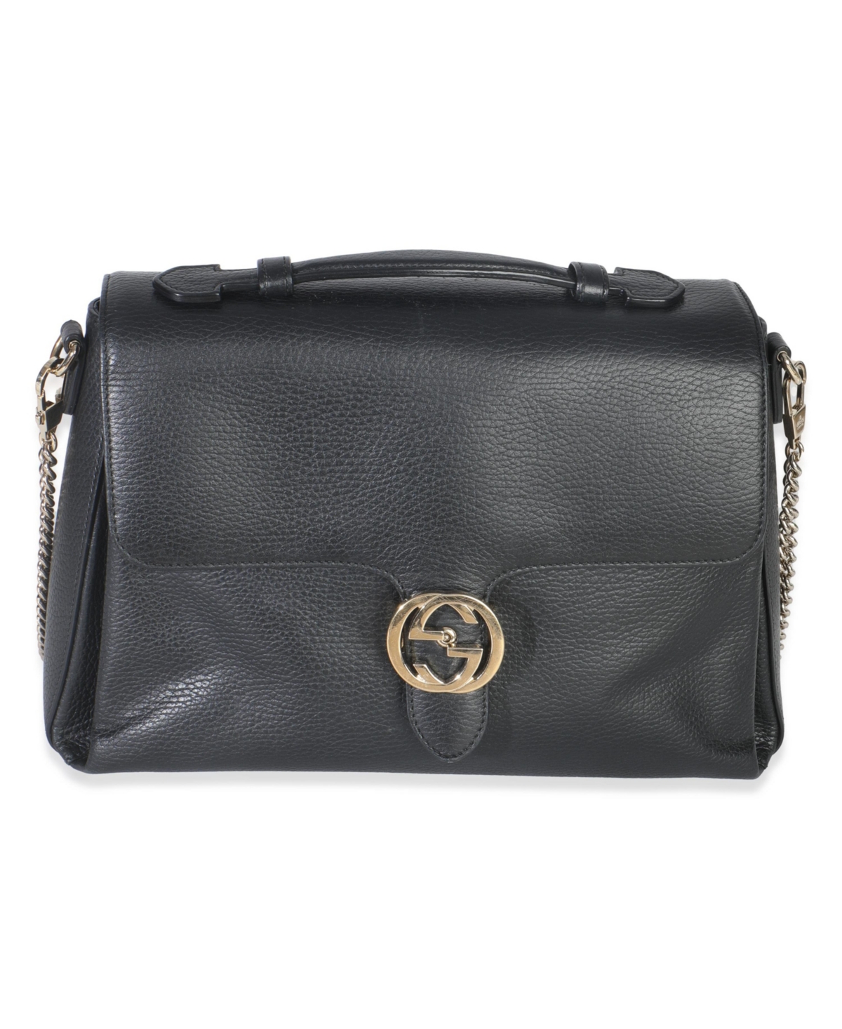 Click here for Pre-Owned Gucci Black Pebbled Calfskin Medium Inte... prices