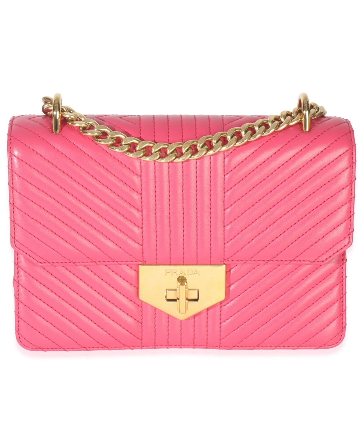 Click here for Pre-Owned Prada Pink Calfskin Turn Lock Chain Flap... prices