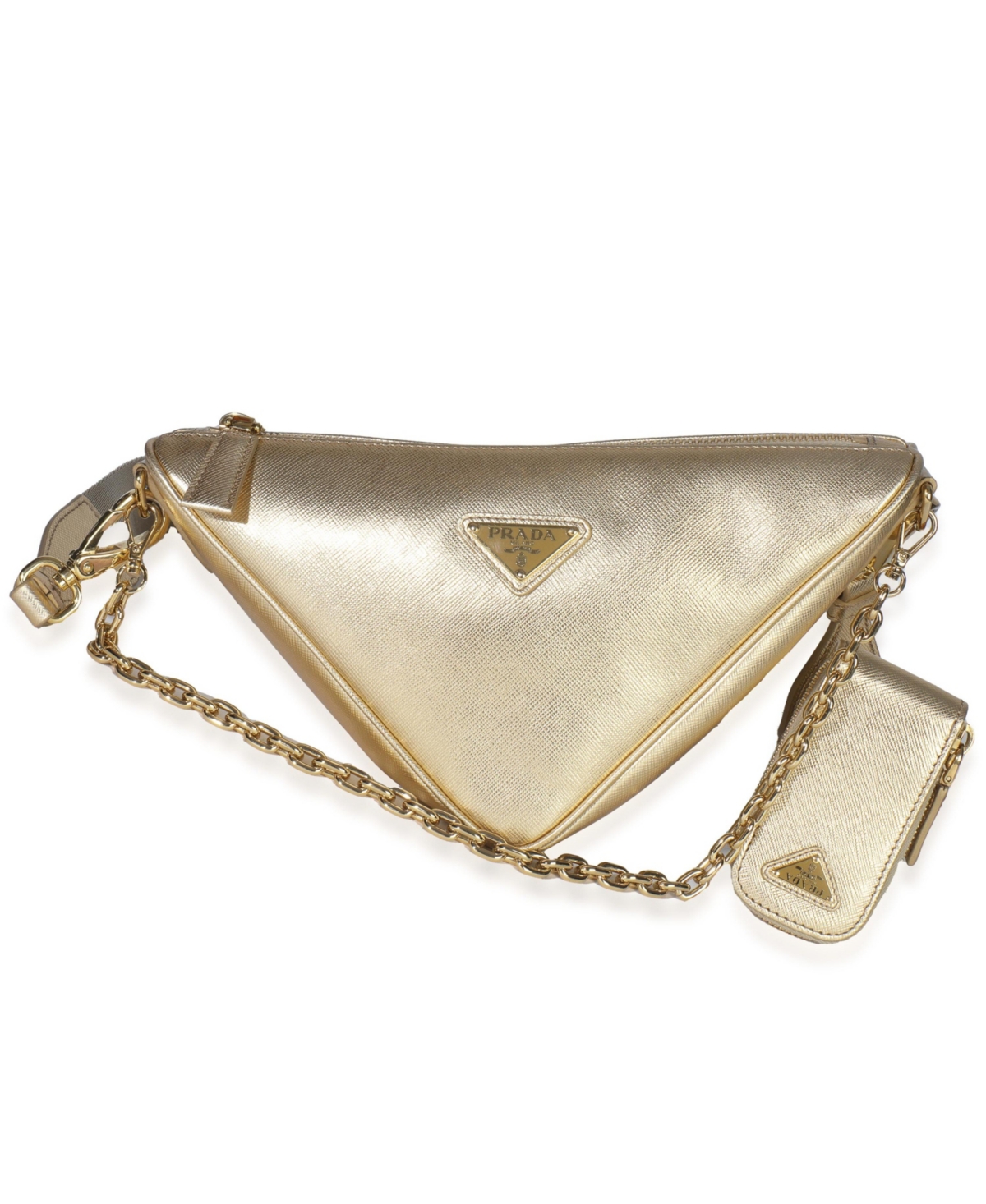 Click here for Pre-Owned Prada Platino Saffiano Lux Triangle Shou... prices