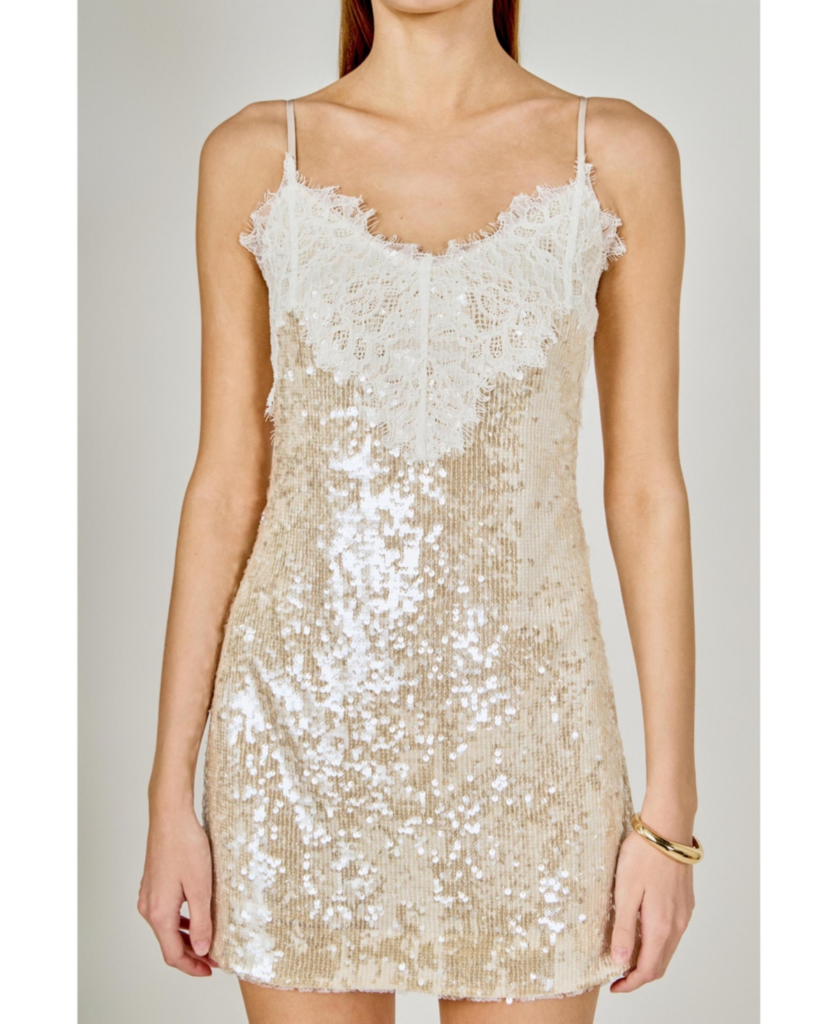Click here for endless rose Womens Sequin Lace Mini Dress - Nude prices