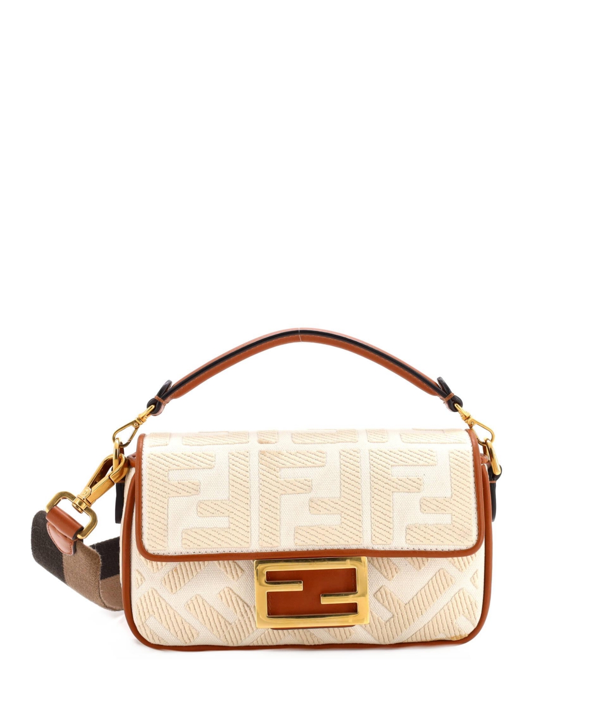 Click here for Pre-Owned Fendi Mini Baguette Nm Bag Zucca Embroid... prices