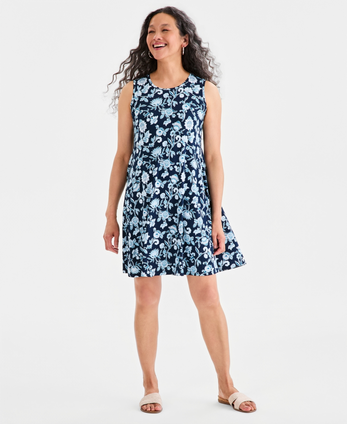 Click here for Style & Co Womens Printed Sleeveless Knit Dress  M... prices