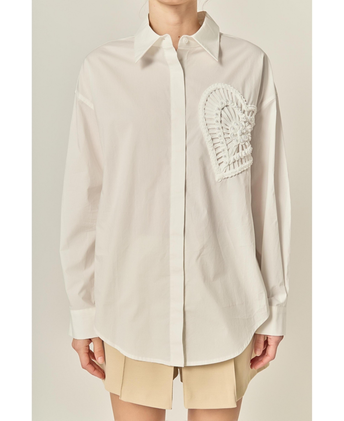 Click here for English Factory Womens Pearl Heart Button up Shirt... prices